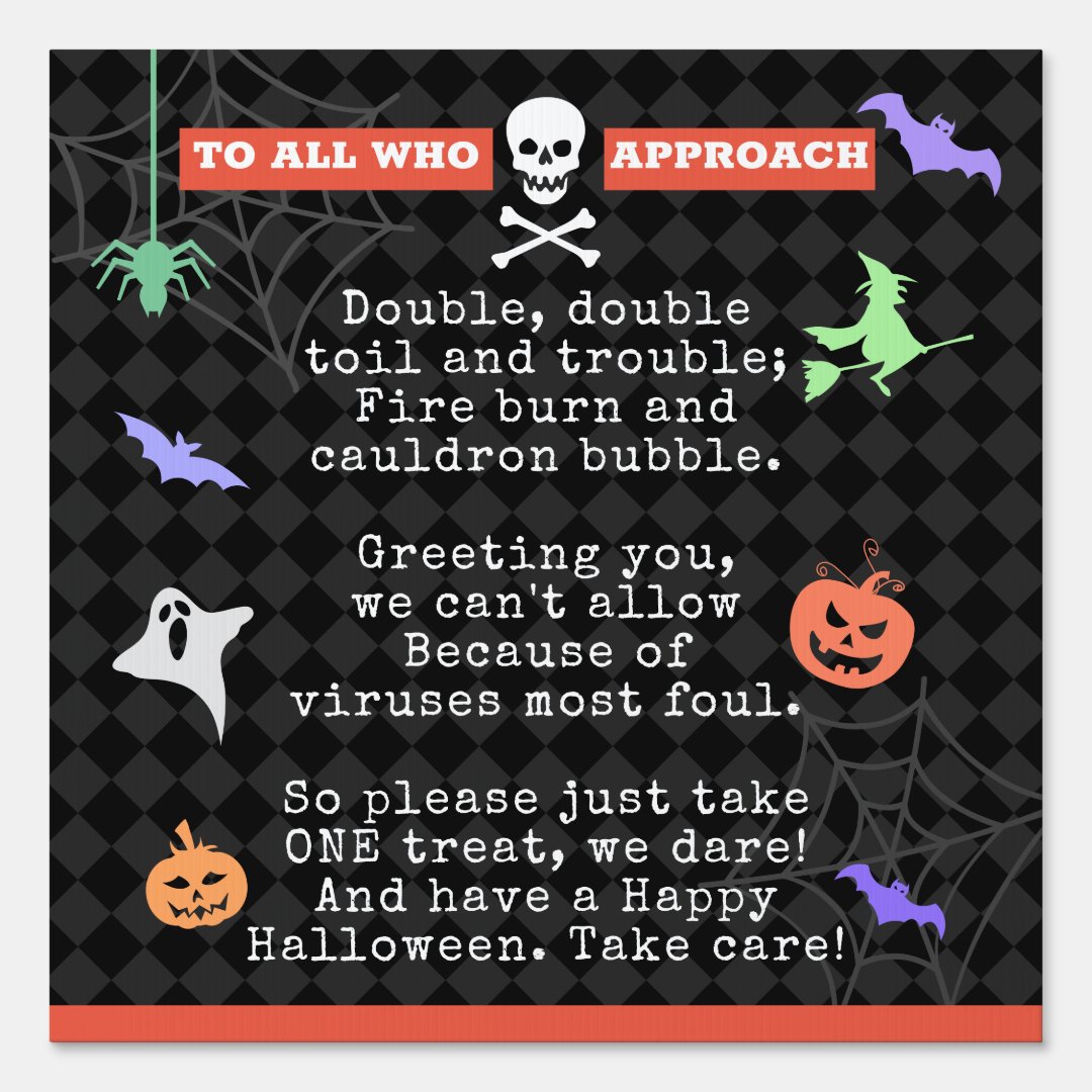 Halloween Trick or Treating Pandemic Poem Sign | Zazzle