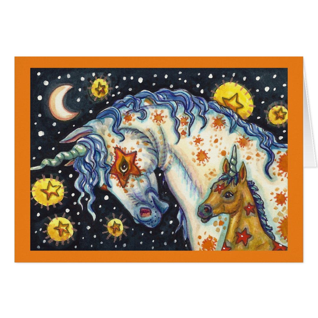 HALLOWEEN UNICORNS, STAR HORSE & COLT FANTASY CARD | Zazzle