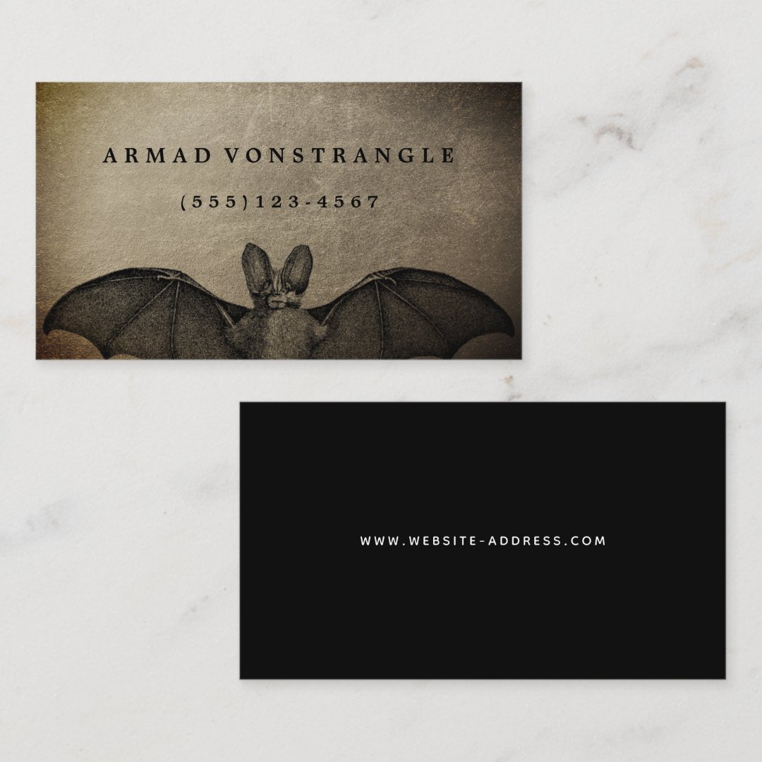 Halloween Vampire Bat Bronze Business Card | Zazzle