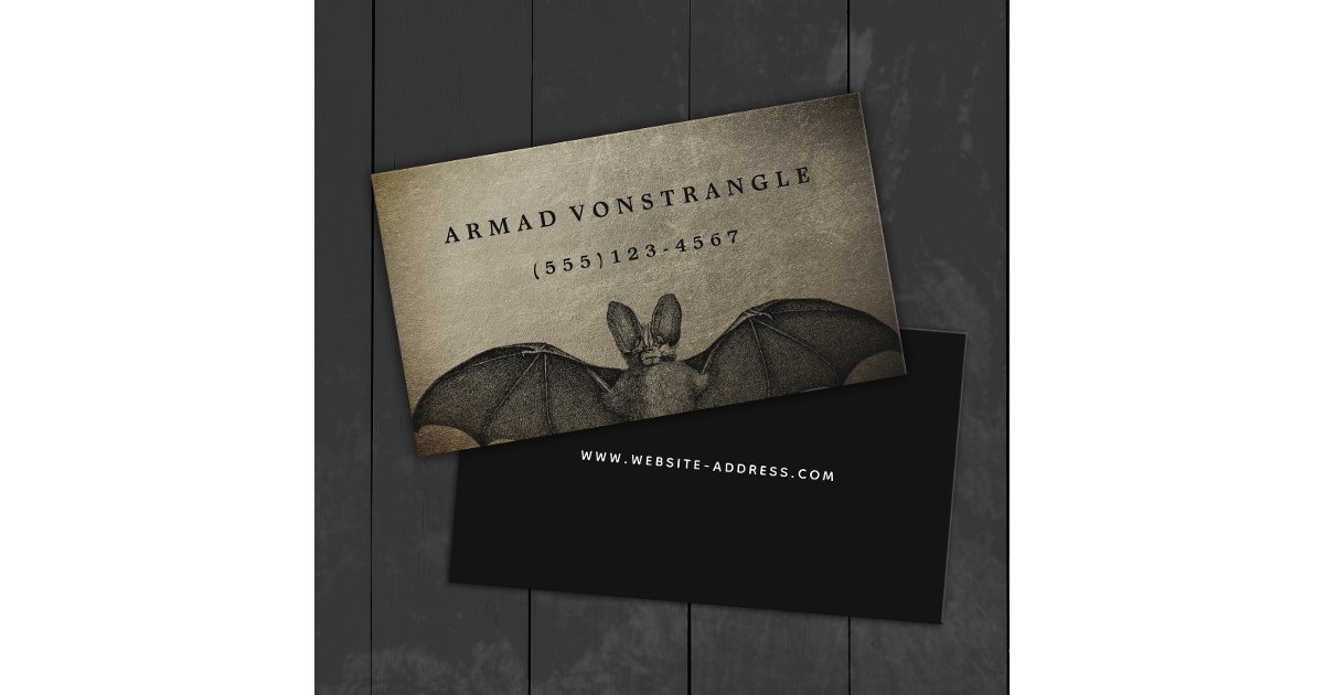 Halloween Vampire Bat Bronze Business Card | Zazzle