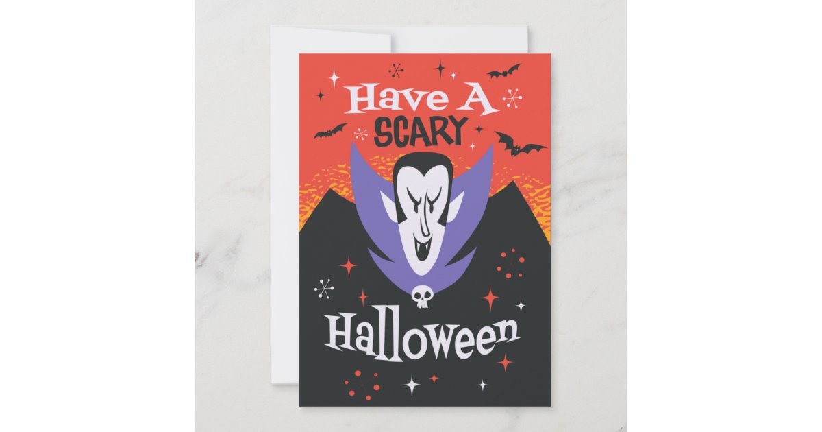 HALLOWEEN VAMPIRE CARTOON HOLIDAY CARD | Zazzle