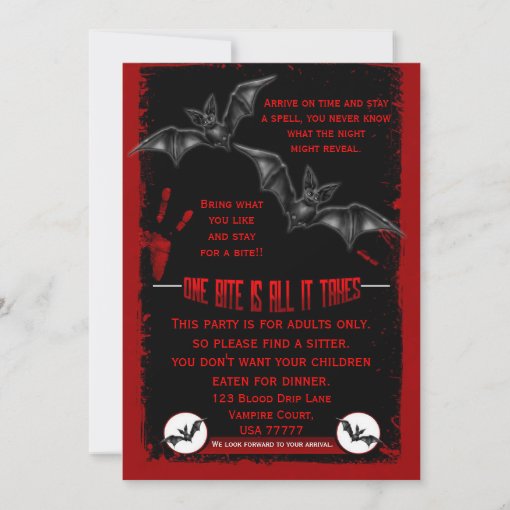 Halloween Vampires Feast Bloody Party Invitation | Zazzle
