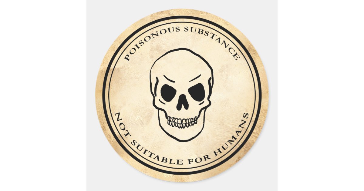 Halloween vintage alchemy poison skull label | Zazzle
