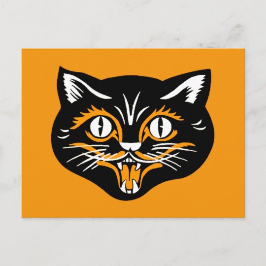 Halloween Vintage Cat Face Postcard | Zazzle.com