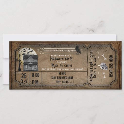 Halloween Vintage Haunted House Ticket Invitation | Zazzle