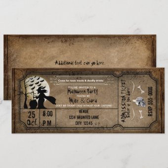 Halloween Vintage Witch Spooky Ticket Invitation | Zazzle