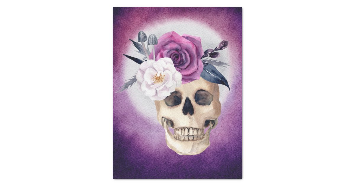 Halloween Watercolor Skull Tissue Paper | Zazzle
