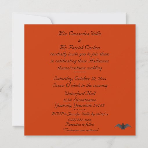Halloween Wedding - Bat Duo [a] Invitation | Zazzle