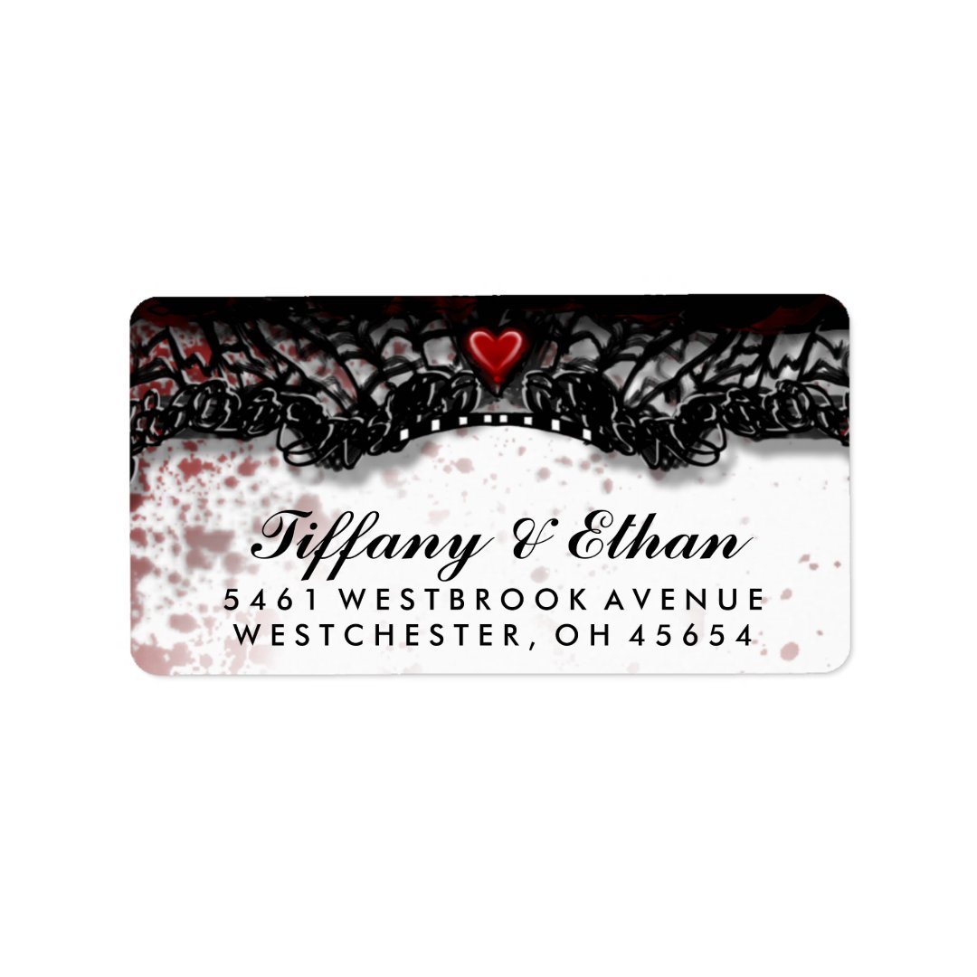 Halloween Wedding Blood Splatter Address Label | Zazzle