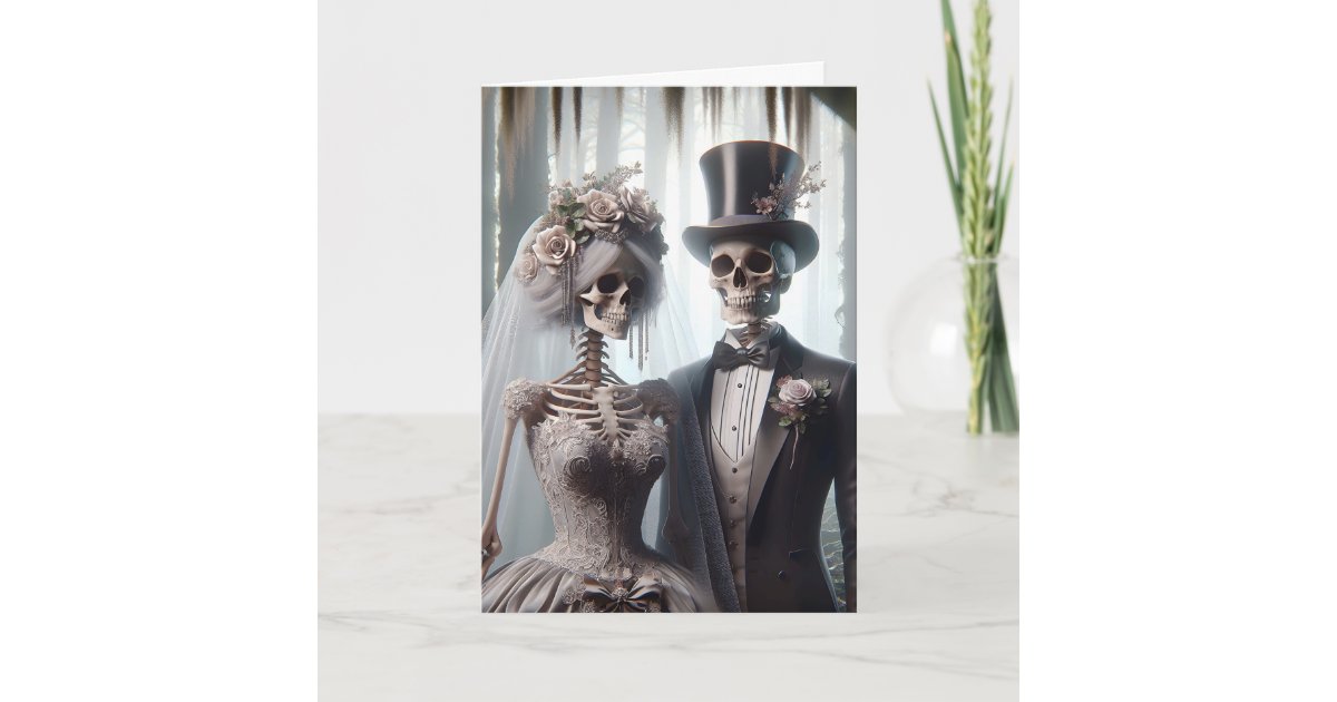 Halloween Wedding Couple In Spooky Forest Card | Zazzle