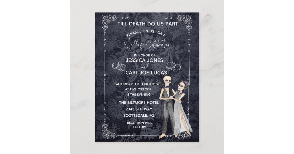 Halloween Wedding Skeletons Invitation Budget Flyer | Zazzle