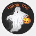 Halloween Wedding Thank You Frightened Ghost Classic Round Sticker | Zazzle