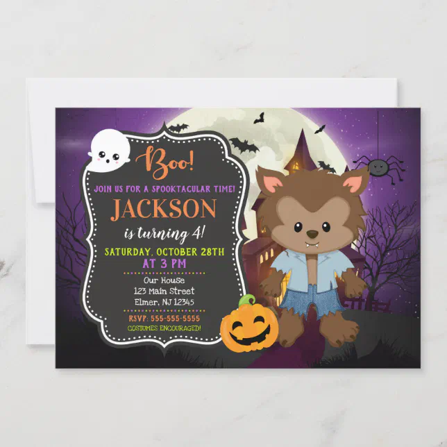 Halloween Werewolf Birthday Invitation | Zazzle