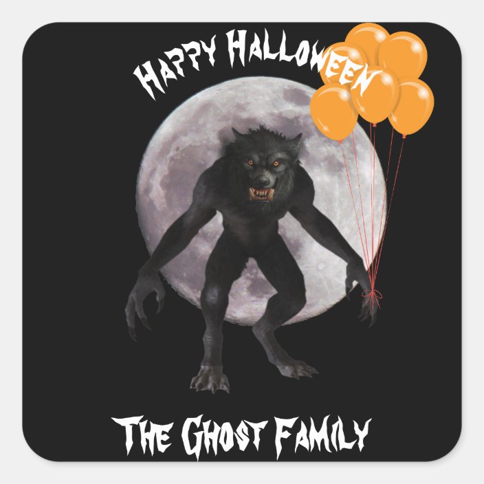 Halloween Werewolf Square Sticker | Zazzle.com