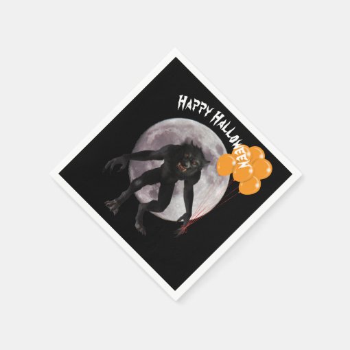 Halloween Werewolf With Balloons Paper Napkins | Zazzle