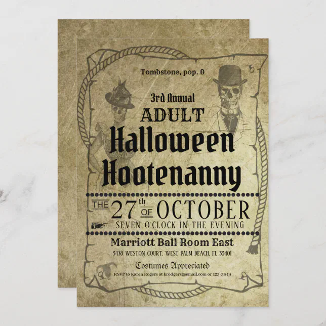 Halloween Western Costume Ball Event Invitation | Zazzle