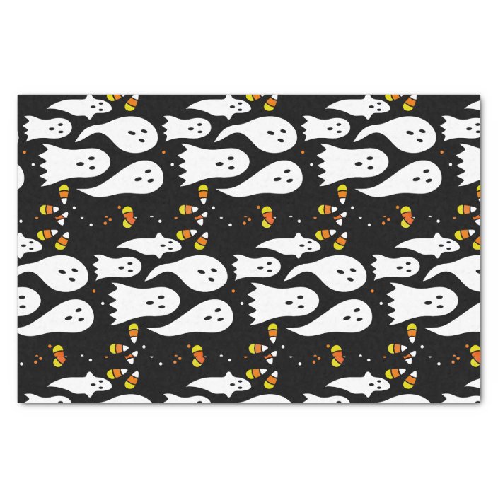 Halloween Whimsical Ghosts & Candy Corn Custom Tissue Paper | Zazzle.com