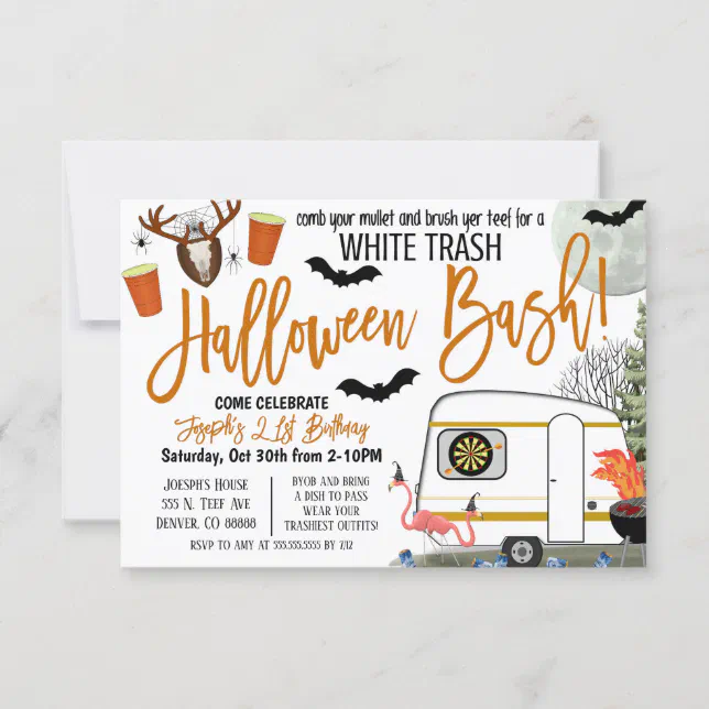 Halloween White Trash Bash Invitation | Zazzle