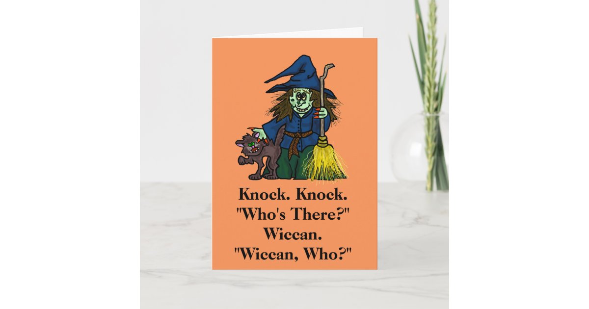 Halloween Wiccan Knock Knock Joke Card | Zazzle
