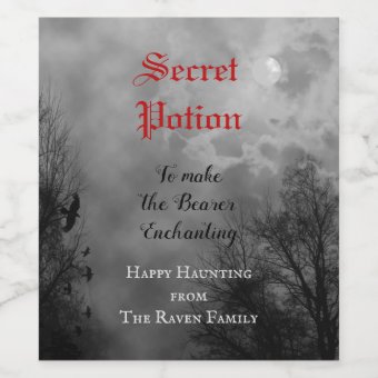 Halloween Wine Potion Party Favor with Ravens Wine Label | Zazzle