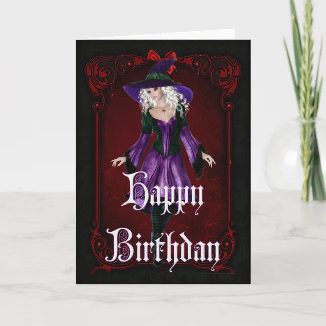 Halloween Witch 5 October Happy Birthday Card | Zazzle