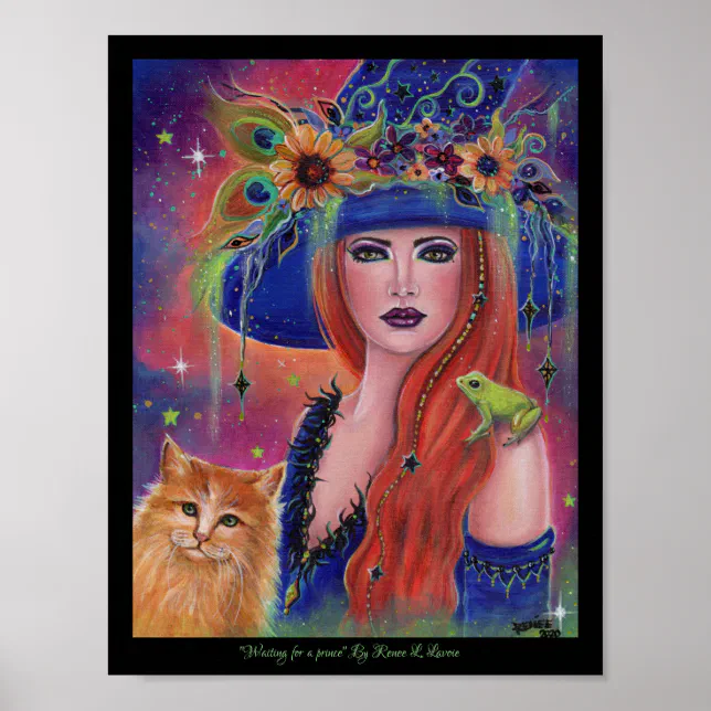 Halloween witch and frog by Renee Lavoie Poster | Zazzle