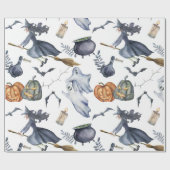 Halloween Witch and Ghost Wrapping Paper | Zazzle