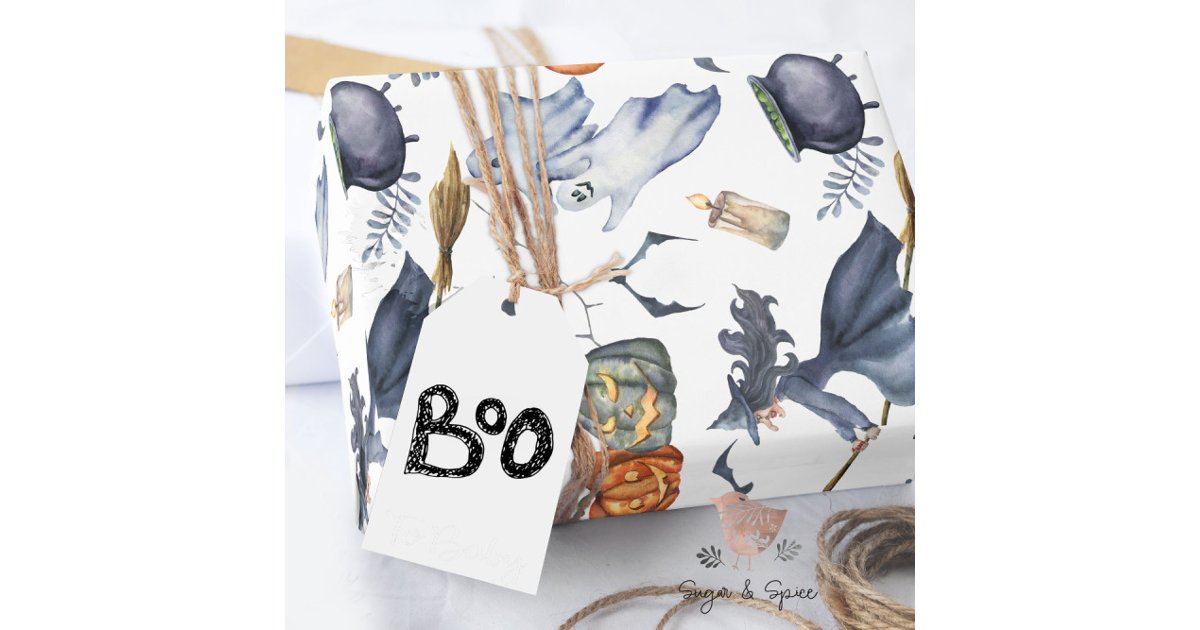 Halloween Witch and Ghost Wrapping Paper | Zazzle
