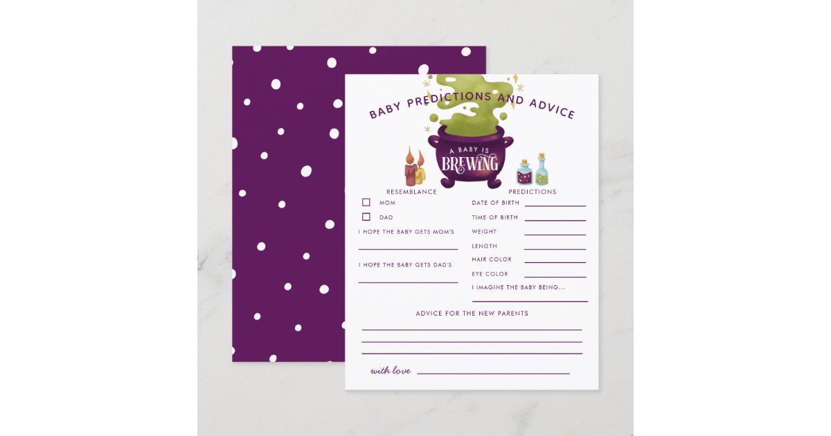 Halloween Witch Baby Predictions & Advice Card | Zazzle