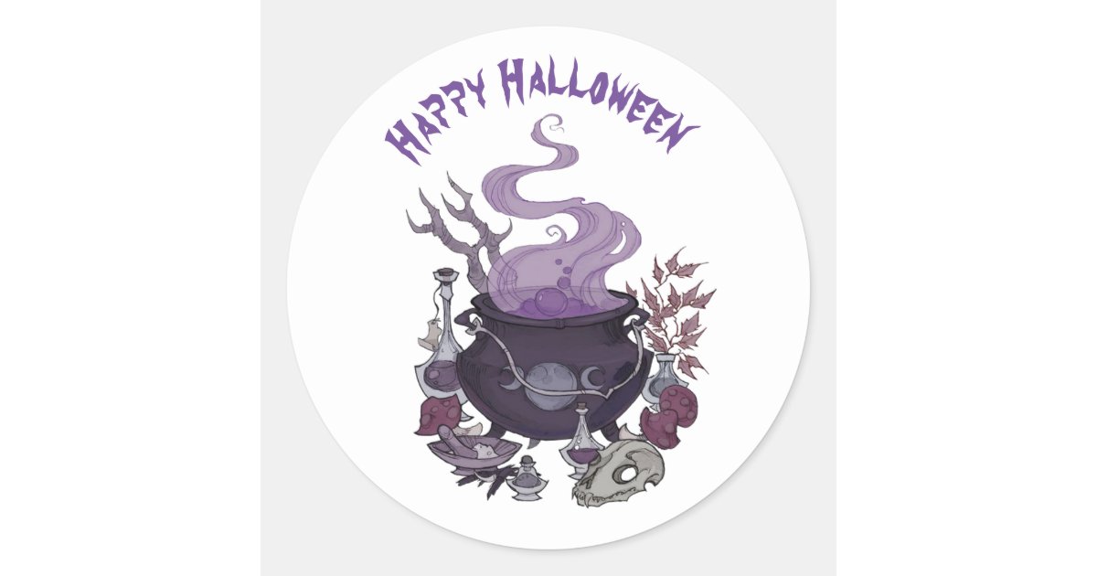 Halloween Witch Brew Classic Round Sticker | Zazzle