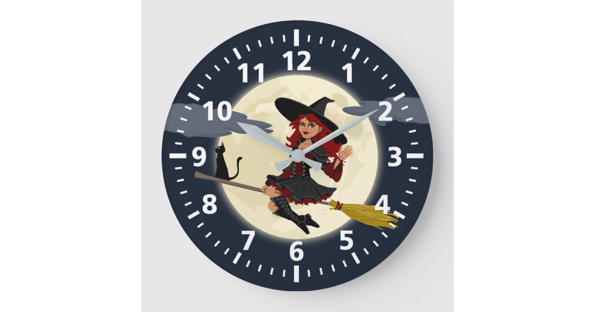 Halloween Witch Clock | Zazzle