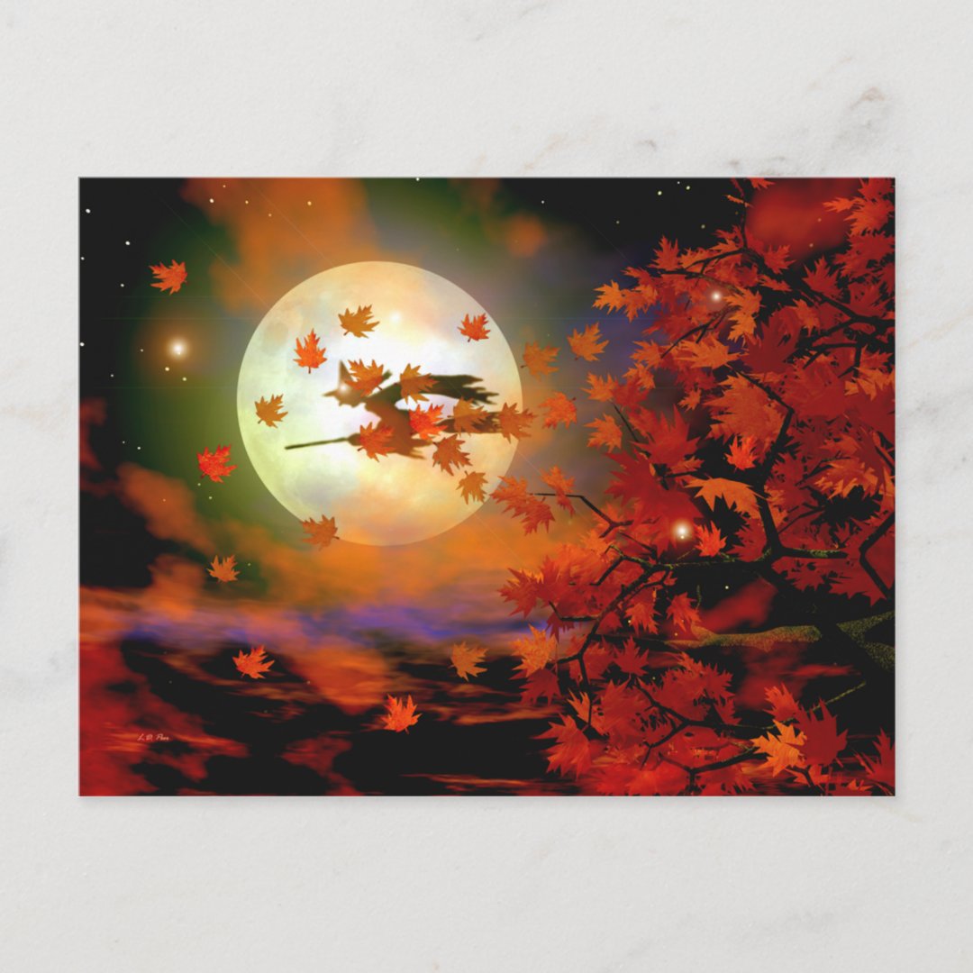 Halloween Witch Flight Postcard | Zazzle