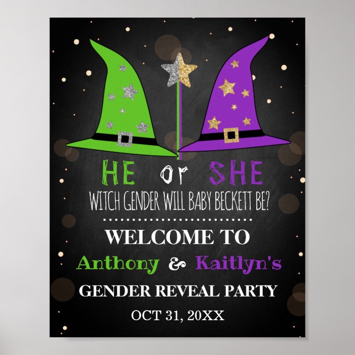 Halloween Witch Gender Reveal Party Welcome Sign | Zazzle.com