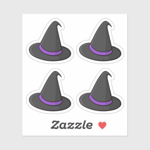 Halloween witch hat stickers, set of four stickers | Zazzle