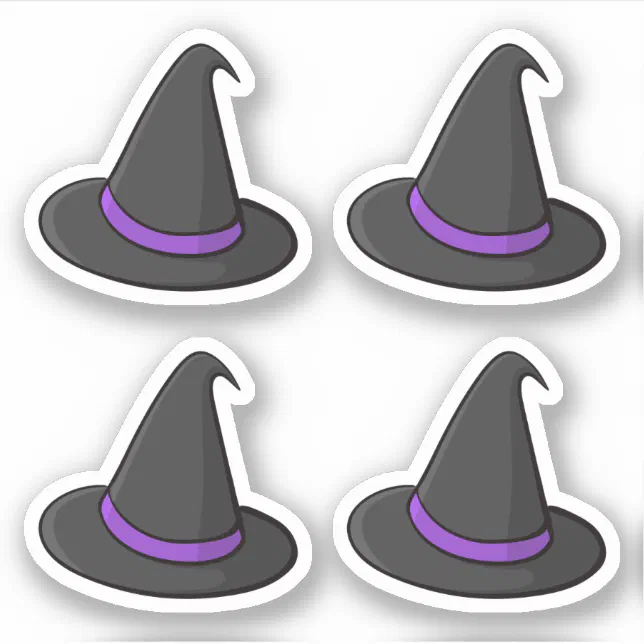 Halloween witch hat stickers, set of four stickers | Zazzle