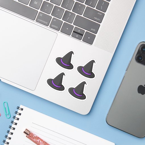 Halloween witch hat stickers, set of four stickers | Zazzle