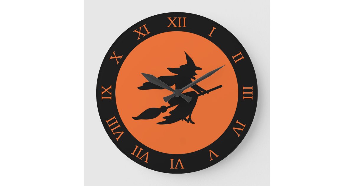 Halloween Witch Large Clock | Zazzle