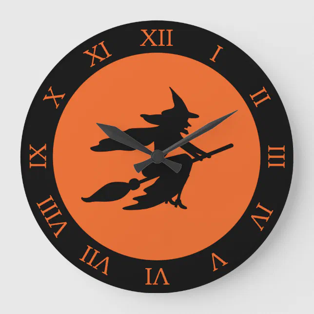 Halloween Witch Large Clock | Zazzle