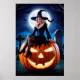 Halloween Witch on Pumpkin Poster | Zazzle