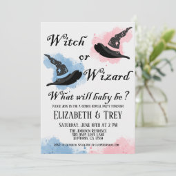 Halloween Witch or Wizard Gender Reveal Invitation | Zazzle