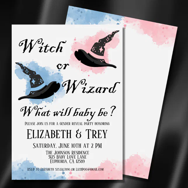 Halloween Witch or Wizard Gender Reveal Invitation | Zazzle