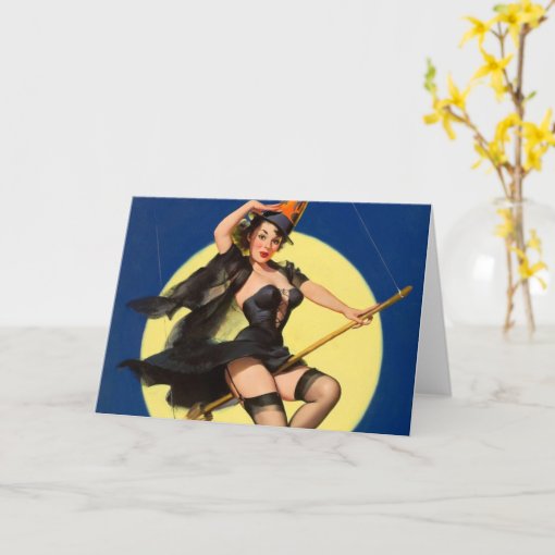 Halloween Witch Pin Up Girl Card | Zazzle