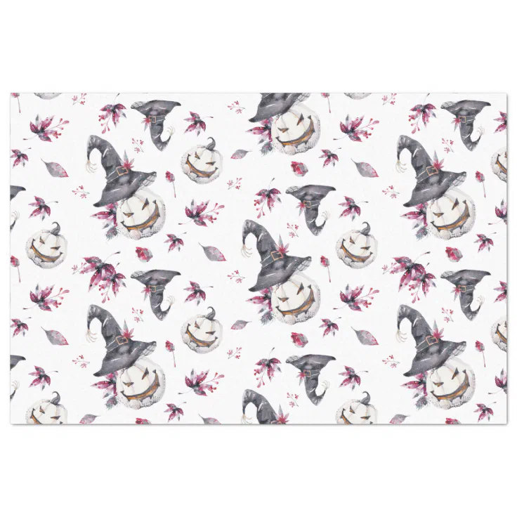 Halloween Witch Pumpkin Gift Wrapping Tissue Paper | Zazzle