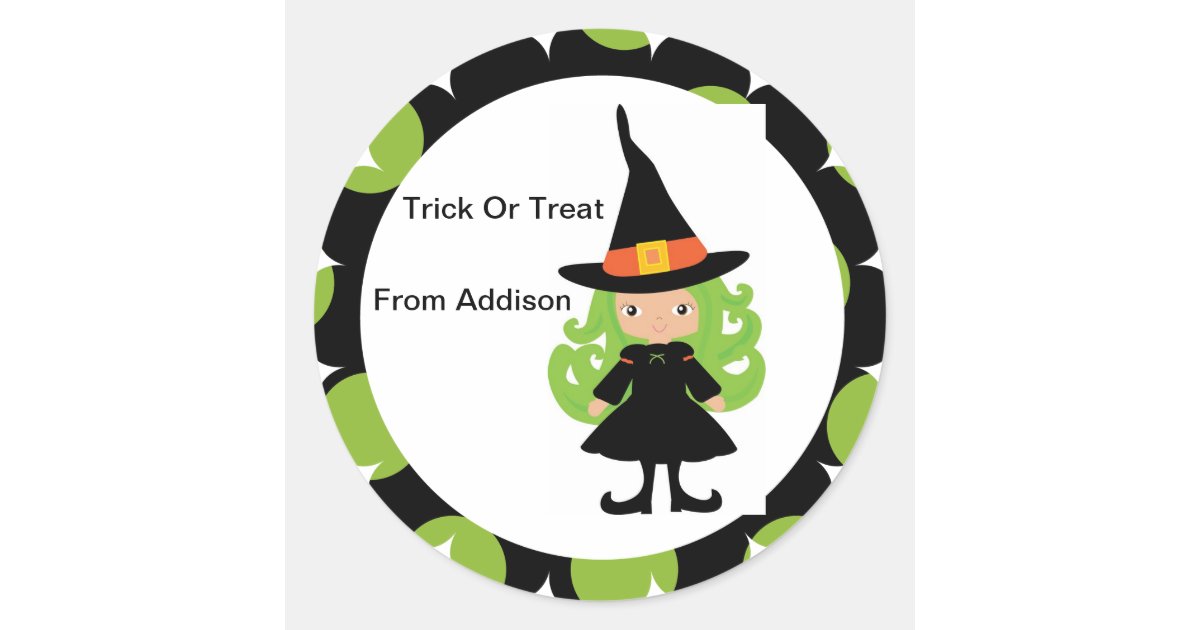 Halloween Witch Treat Bag Sticker Personalized | Zazzle