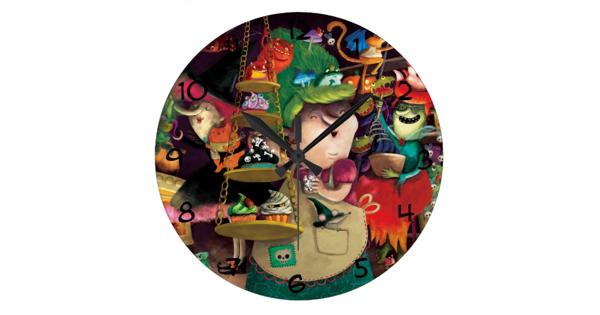 Halloween Witches Kitchen Large Clock | Zazzle.com