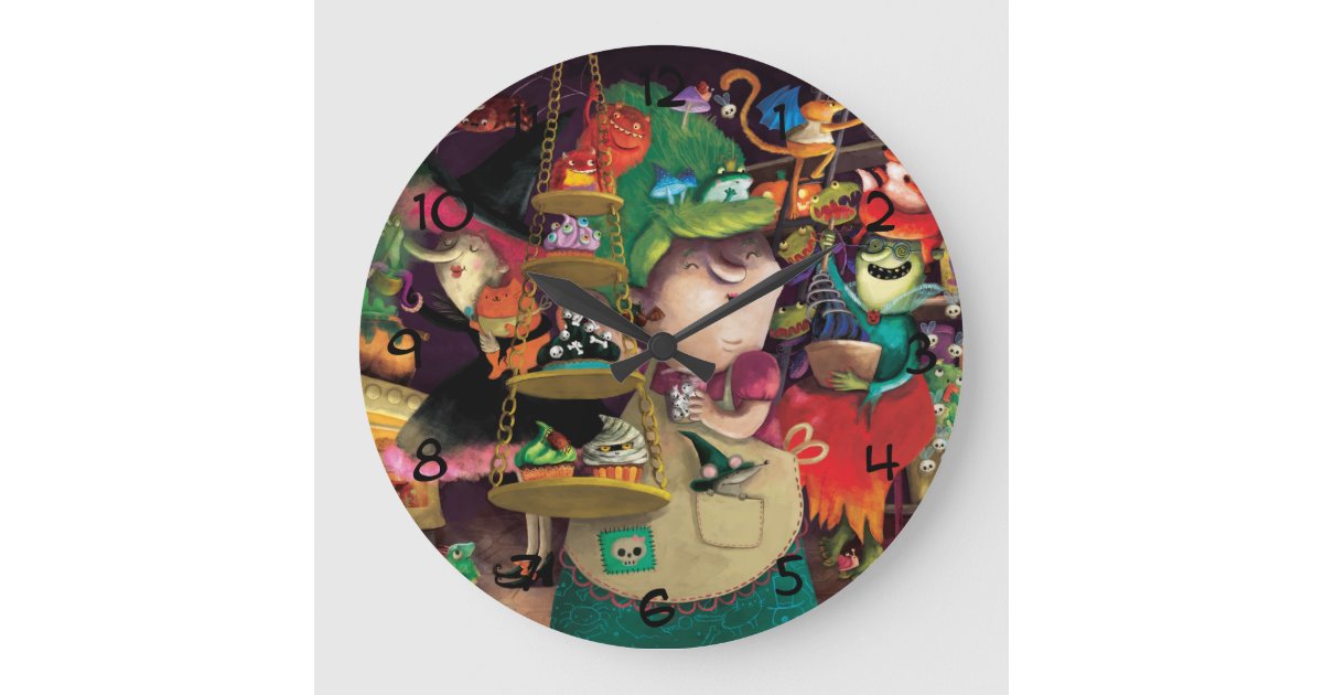 Halloween Witches Kitchen Large Clock | Zazzle