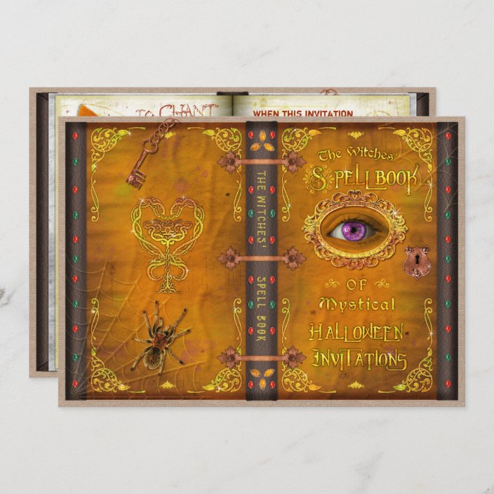 Halloween Witches Magic Spell Book Spooky Party Invitation | Zazzle.com