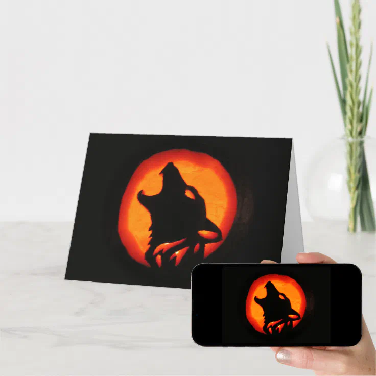 Halloween Wolf Howling Card | Zazzle