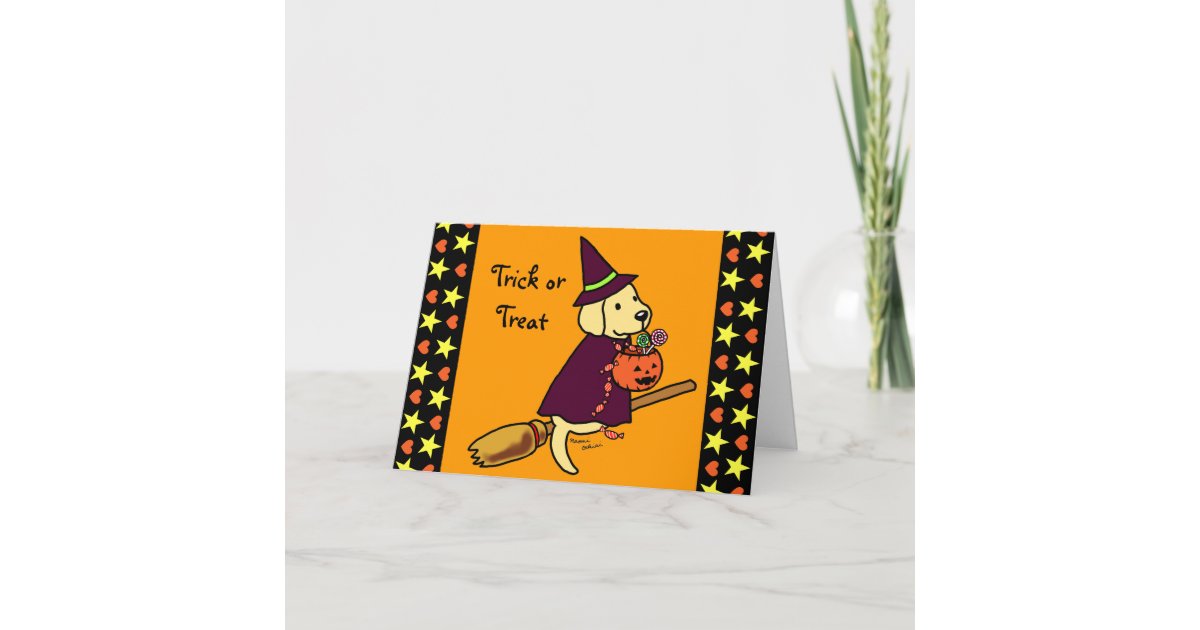 Halloween Yellow Labrador Cartoon 1 Card | Zazzle
