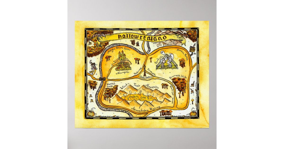 Halloweenland Map Halloween Poster | Zazzle